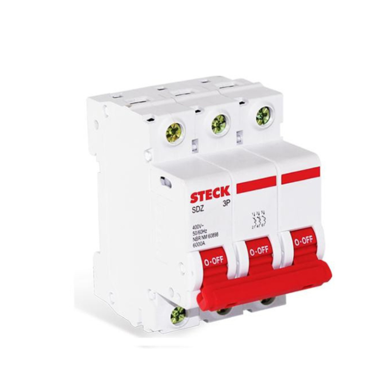 INTERRUPTOR TERMOMAGNETICO 3P 20A 230VAC CURVA C 10KA PARA RIEL DIN INSTALACION STECK SDZD63C20 ...